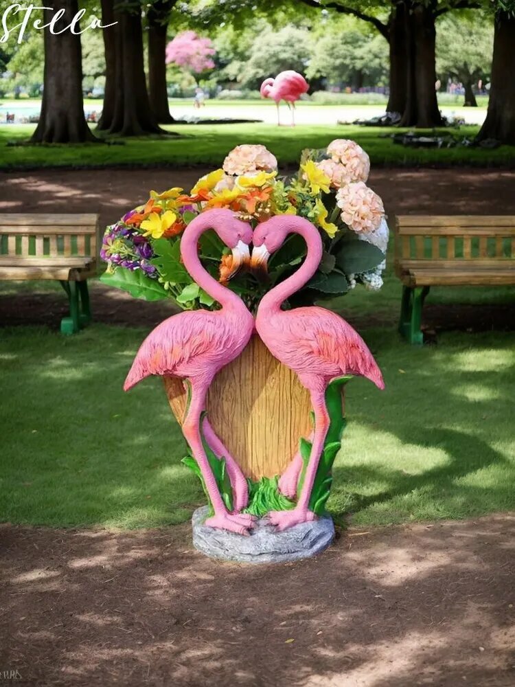 Статуэтка садовая, Фламинго, розовый Размещение декоративное