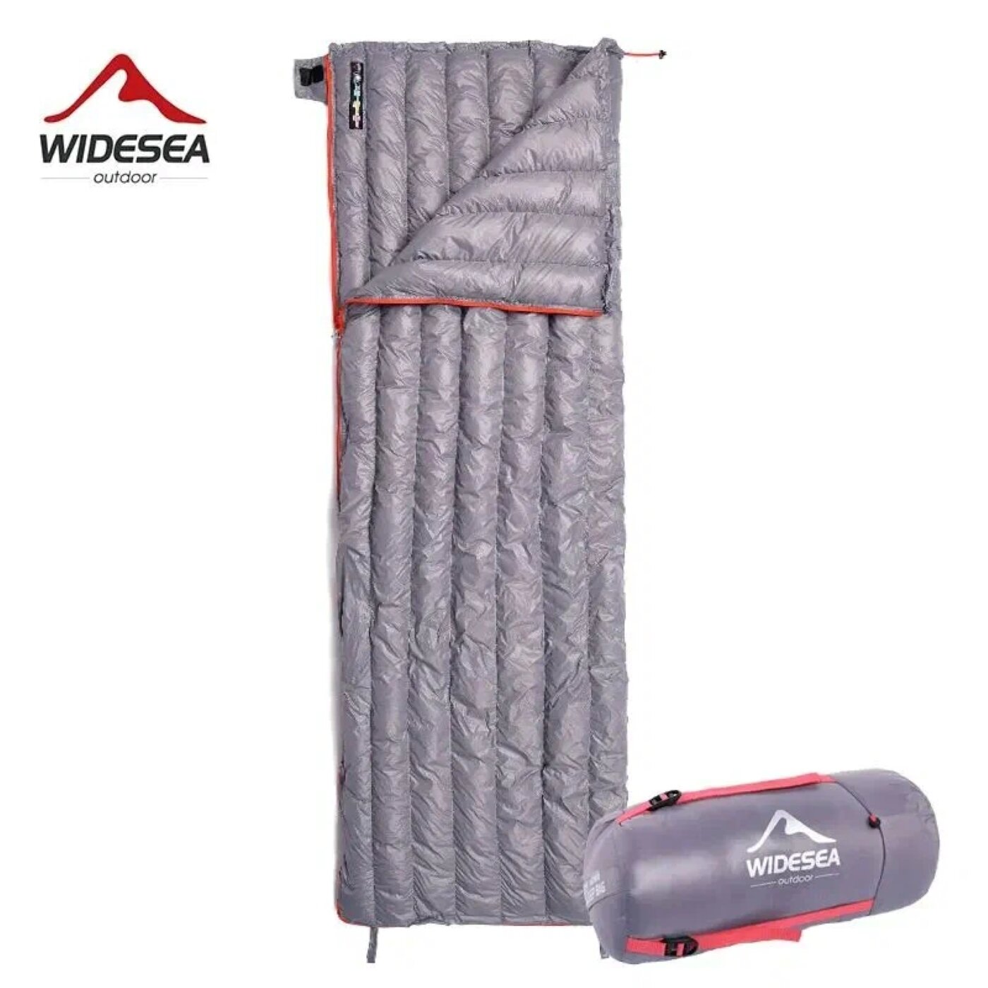 Спальный мешок WIDESEA OUTDOOR, 15D, 400 T, нейлон, длина 190см, серый