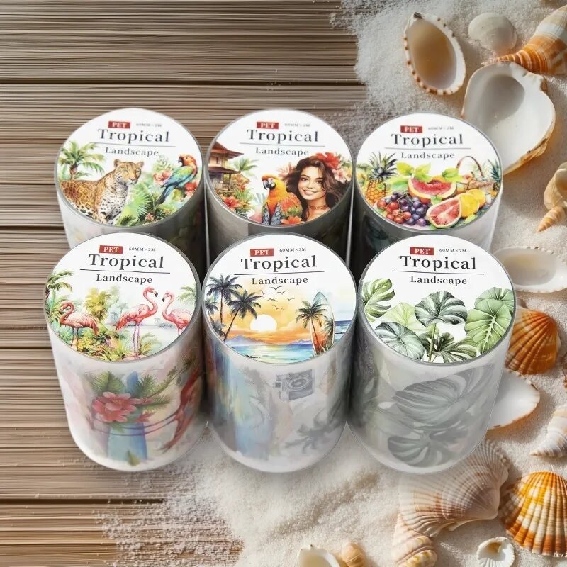 Декоративный скотч Тропический фламинго, 1pack C