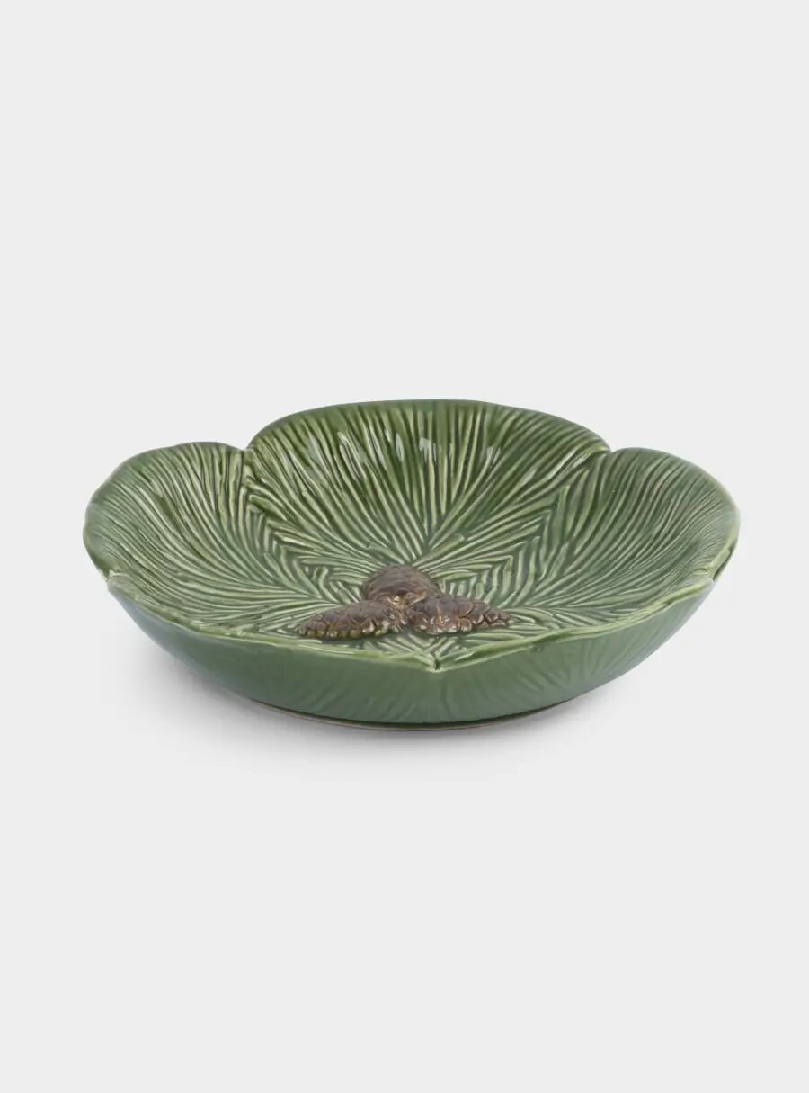 Блюдо, 19 см, керамика D, зеленое, Шишки на еловой ветке, Fir branch