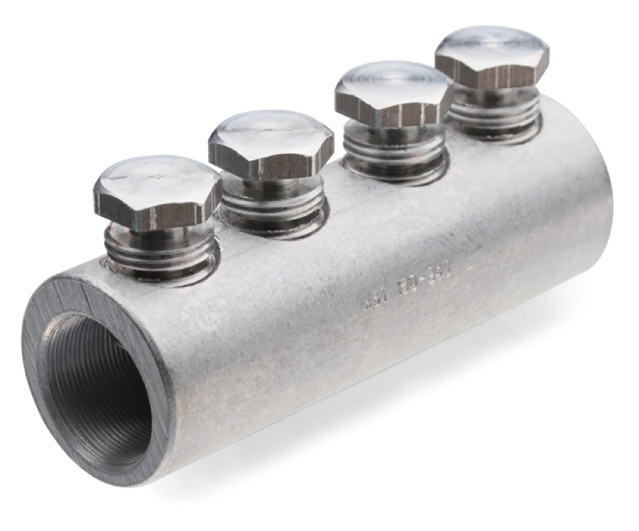 Гильза соединительная КВТ 4СБ-25/50 со срывными болтами, алюминиевый сплав, до 10кВ, 25-50мм2, 1шт, 65812 / материалы для электромонтажа