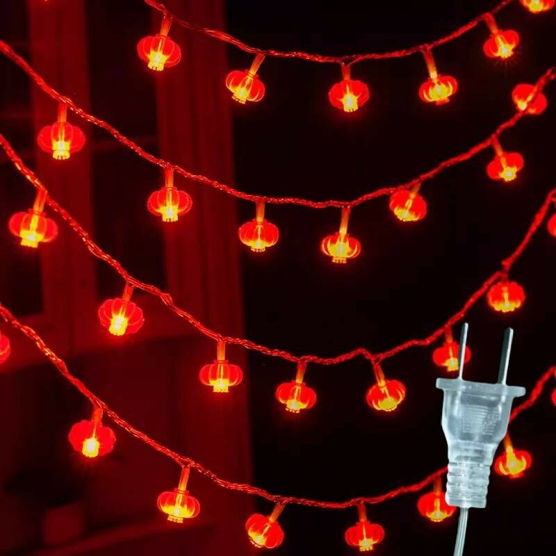 Светодиодные гирлянды китайский новый год красный фонарь для внутреннего и наружного украшения 20 метров