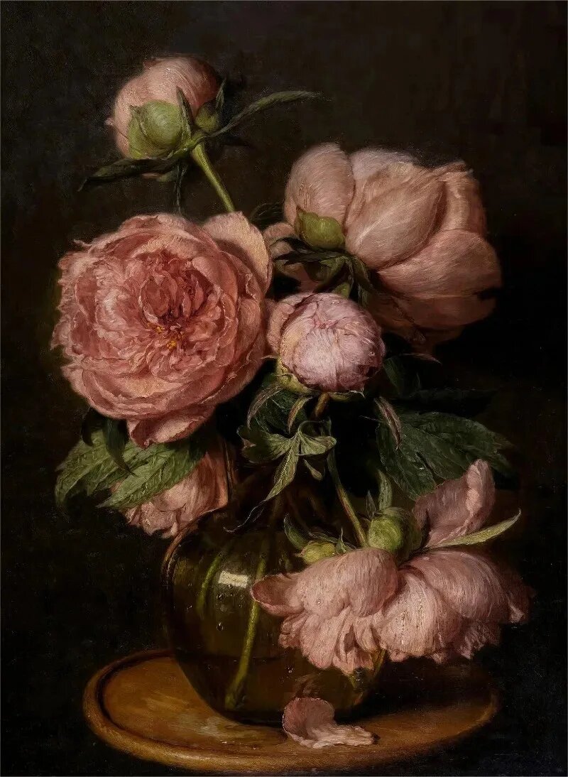 Печать на холсте "Розовые пионы в вазе", 20x30см, Цвет: 9