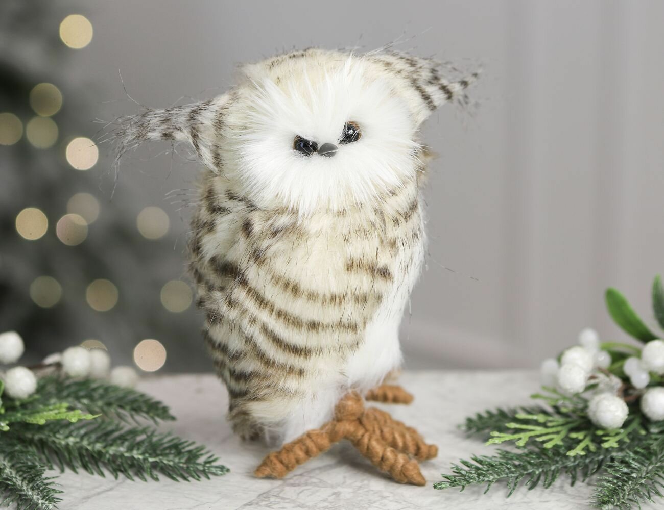 Декоративная фигура филин пухляш, искусственный мех, 18 см, Koopman International YZH502600-2