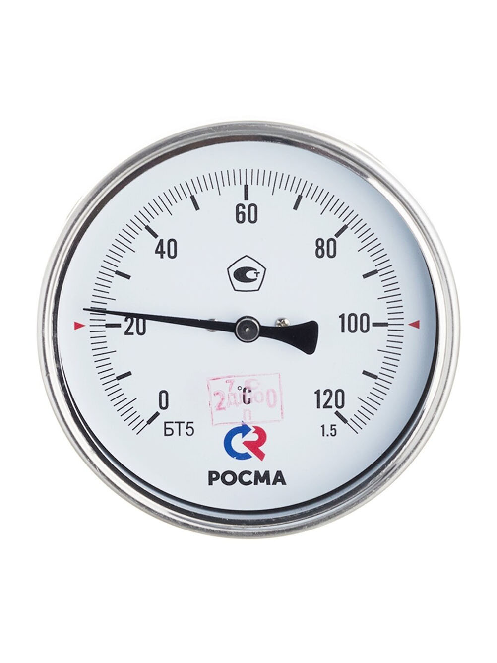 Термометр аксиальный 1/2 НР(ш) d100 мм шток 46х6 мм 120град C (2544)