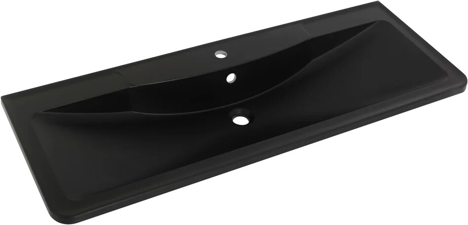 Мебельная раковина BelBagno BB1200/455-LV-ART-ALR-NERO 120 накладная, из искусственного камня, черная, матовая, раковина для ванной, прямоугольная