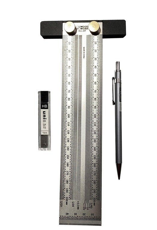 Разметочная линейка T-образная 200 мм с отверстиями WOODWORK RUL-20T