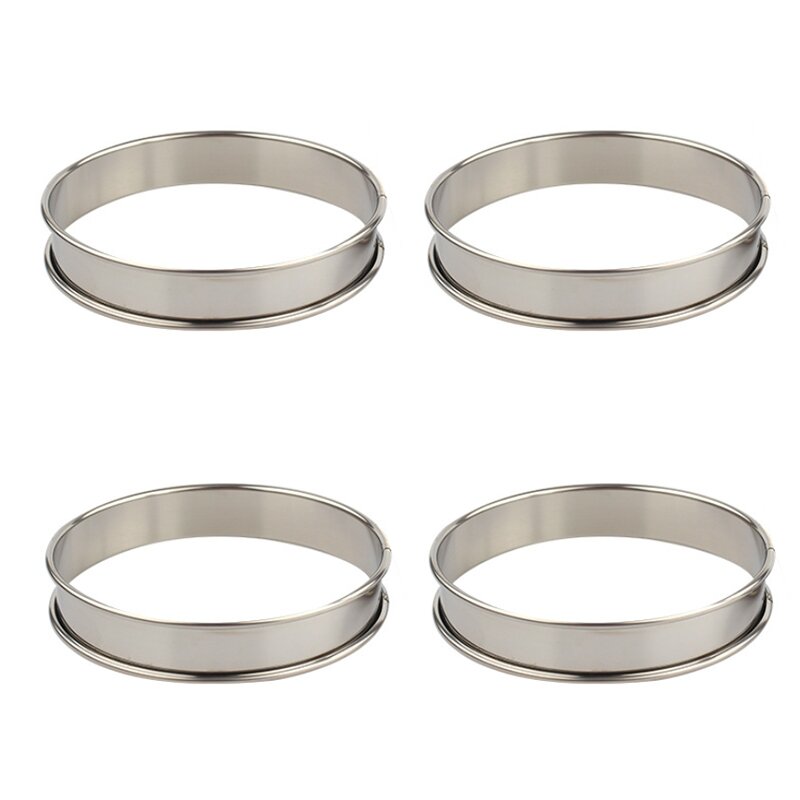 Двойные раскатанные кольца для тарталеток, круглые кольца для маффинов из нержавеющей стали, металлические кольца для выпечки, формы для выпечки, тартов, маффинов, 4 ， презентационные кулинарные кольца