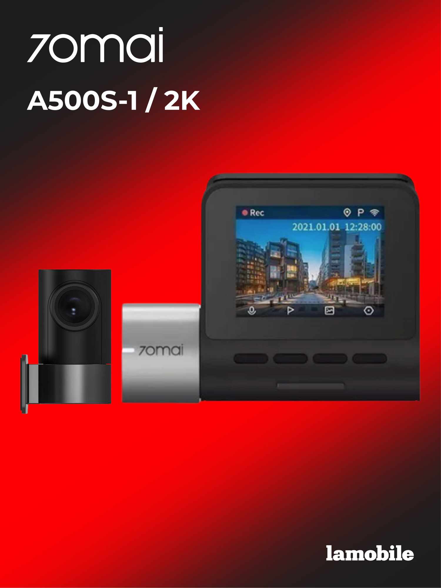 Видеорегистратор 70mai Dash Cam Pro Plus+Rear Cam Set A500S-1 (RU)