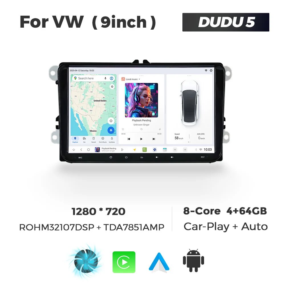 DUDUAUTO DUDU7 7870 9,5 "Android авто радио для VW Volkswagen Golf Polo Skoda Rapid Octavia Tiguan Passat Amarok GPS Carplay автомагнитоламагнитола для авто магнитола 2 din видеокарта андроид магнитола магнитола 2дин DUDU5-4-64-DZ9C