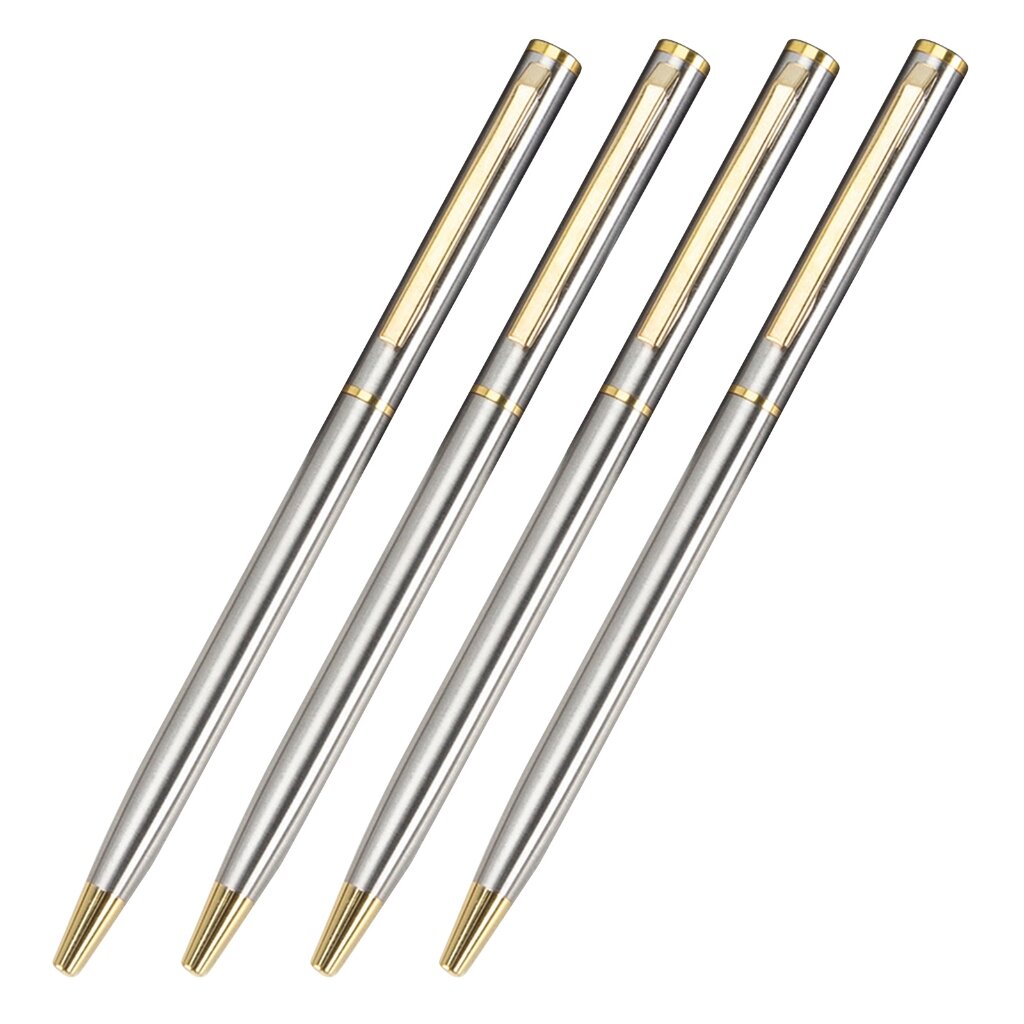 Шариковая Ручка с Поворотным Действием 4ШТ Металлическая Офисная Ручка Для Подписи с Зажимом для Ручки