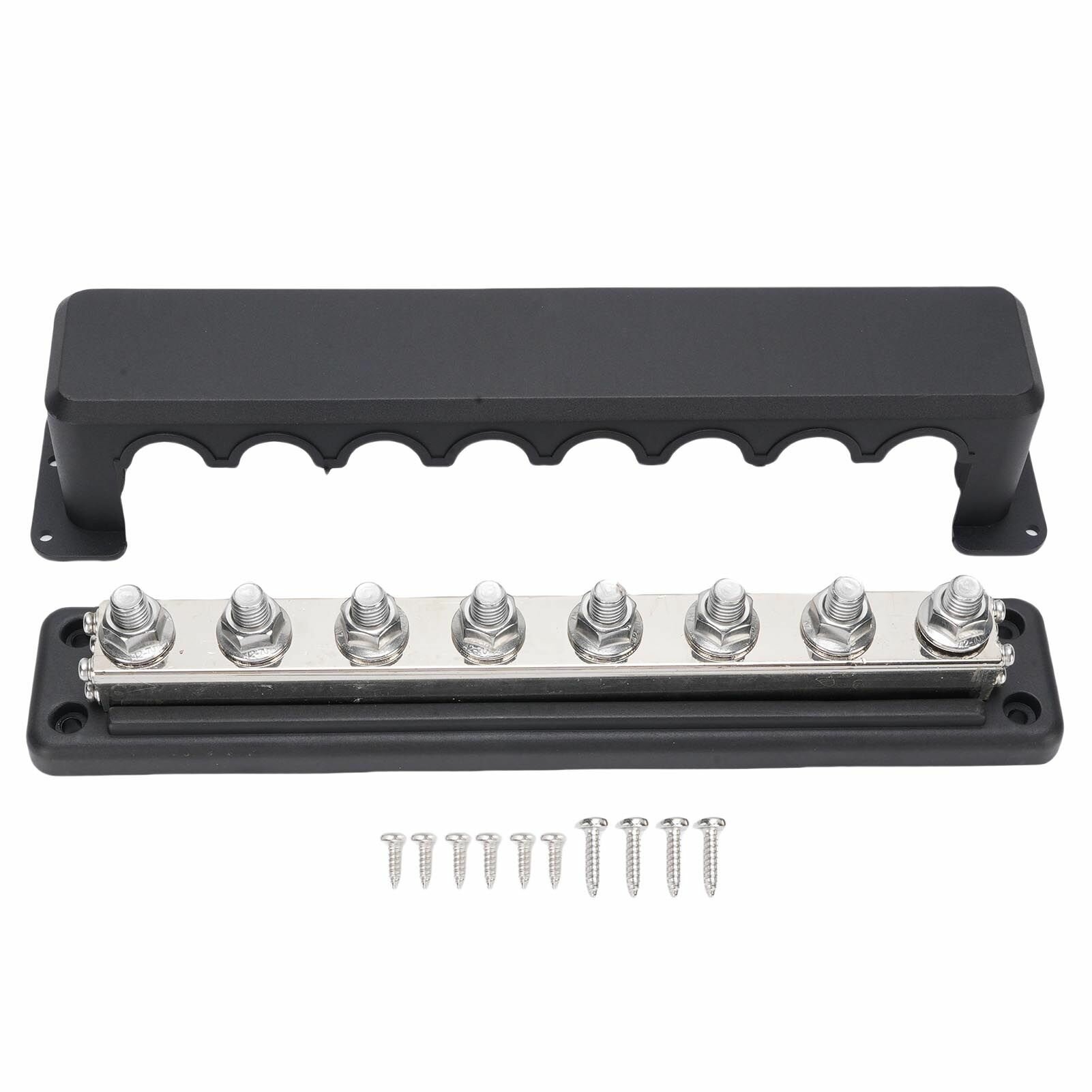 Шинопровод на 600А, 8 позиций, M10, черный