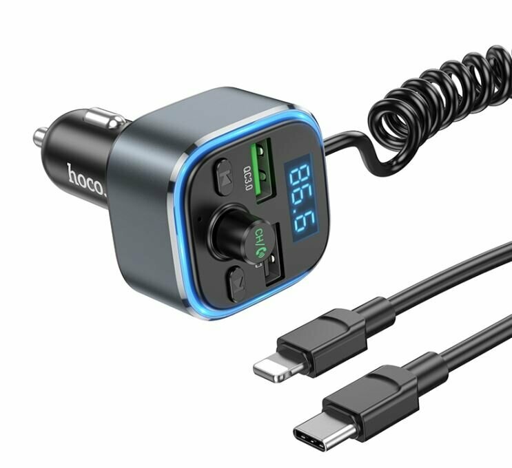 FM-трансмиттер HOCO, E74, Energy , Bluetooth, QC, FCP, AFC, серый