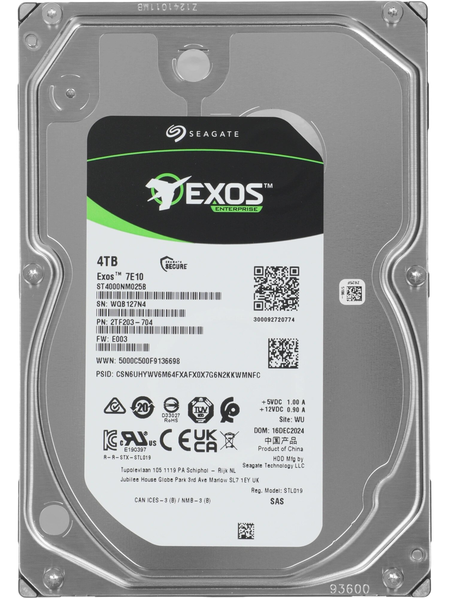 Жесткий диск 4TB Seagate SAS 3.0 ST4000NM025B Exos 7E10 7200rpm 3.5"