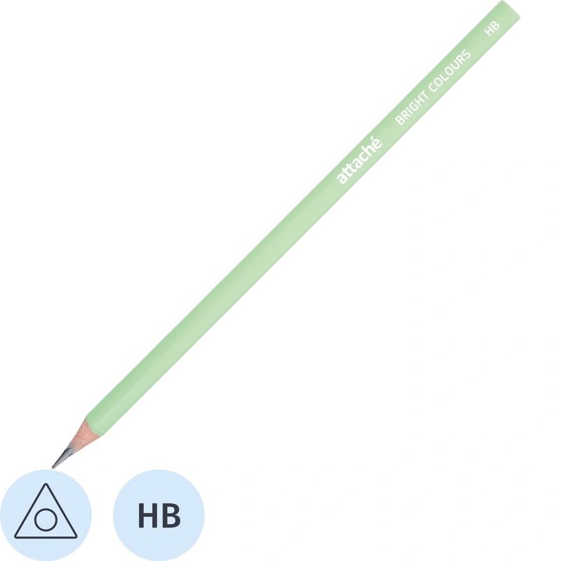 Карандаш чернографитный трехгр, Attache Bright colors, HB, зеленый корпус