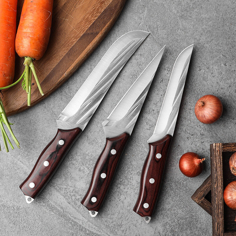 Кованый нож для разделки мяса, нож для забоя свиней, специальный нож для забоя, утолщенный набор из трех ножей, нож для разделки мяса, острый поварской нож