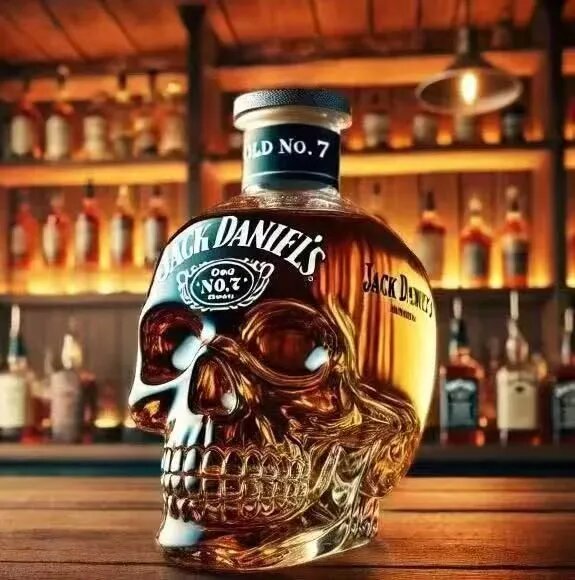 Графин в форме черепа Jack Daniel's, 0.15 л, из керамики, золотистого цвета. Уникальный дизайн
