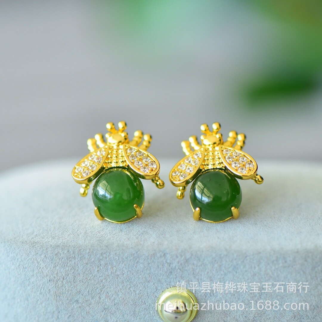 Новые серьги в китайском стиле, древние инкрустированные серьги из нефрита и яшмы, капля воды, бабочка, серьги в древнем стиле, ретро, лучший друг, женский стиль