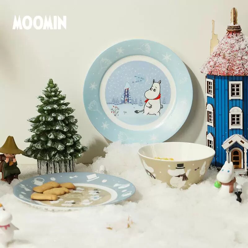 Ограниченная серия Moomin Winter Snow 2 блюдца и 1 блюдце, костяной фарфор