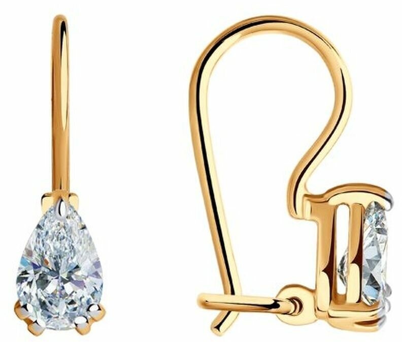 Серьги, красное золото, 375 проба, фианит