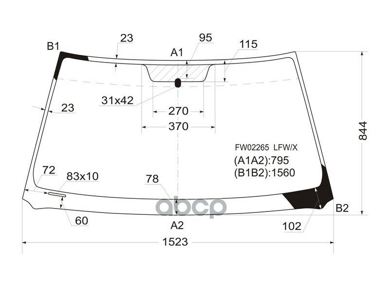 Стекло лобовое Toyota Highlander 00-07 / Kluger V 00-07 XYG арт. FW02265 LFW/X