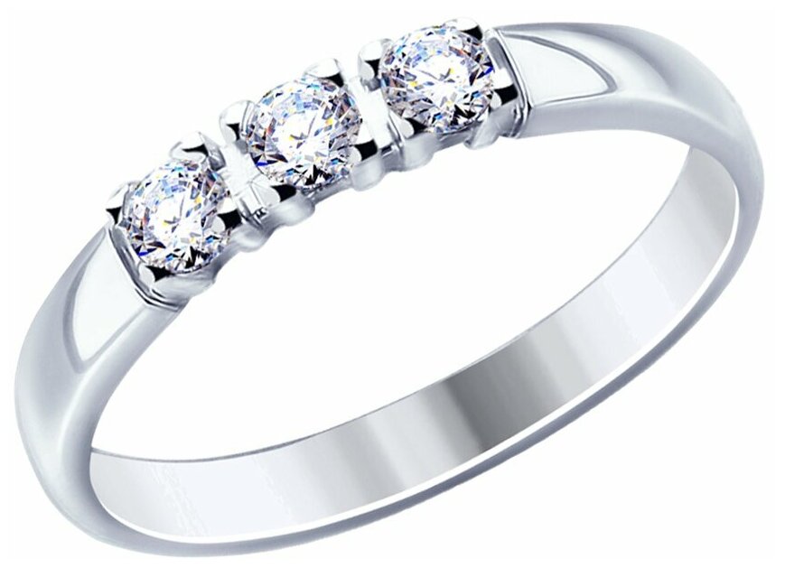 Кольцо, серебро, 925 проба, родирование, фианит