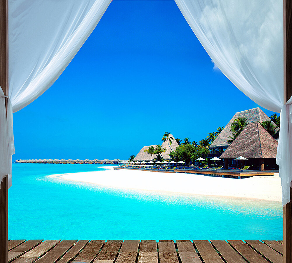 Фотообои Divino Decor "Райский остров" С-111(Б-111) 300*270 фактура холст