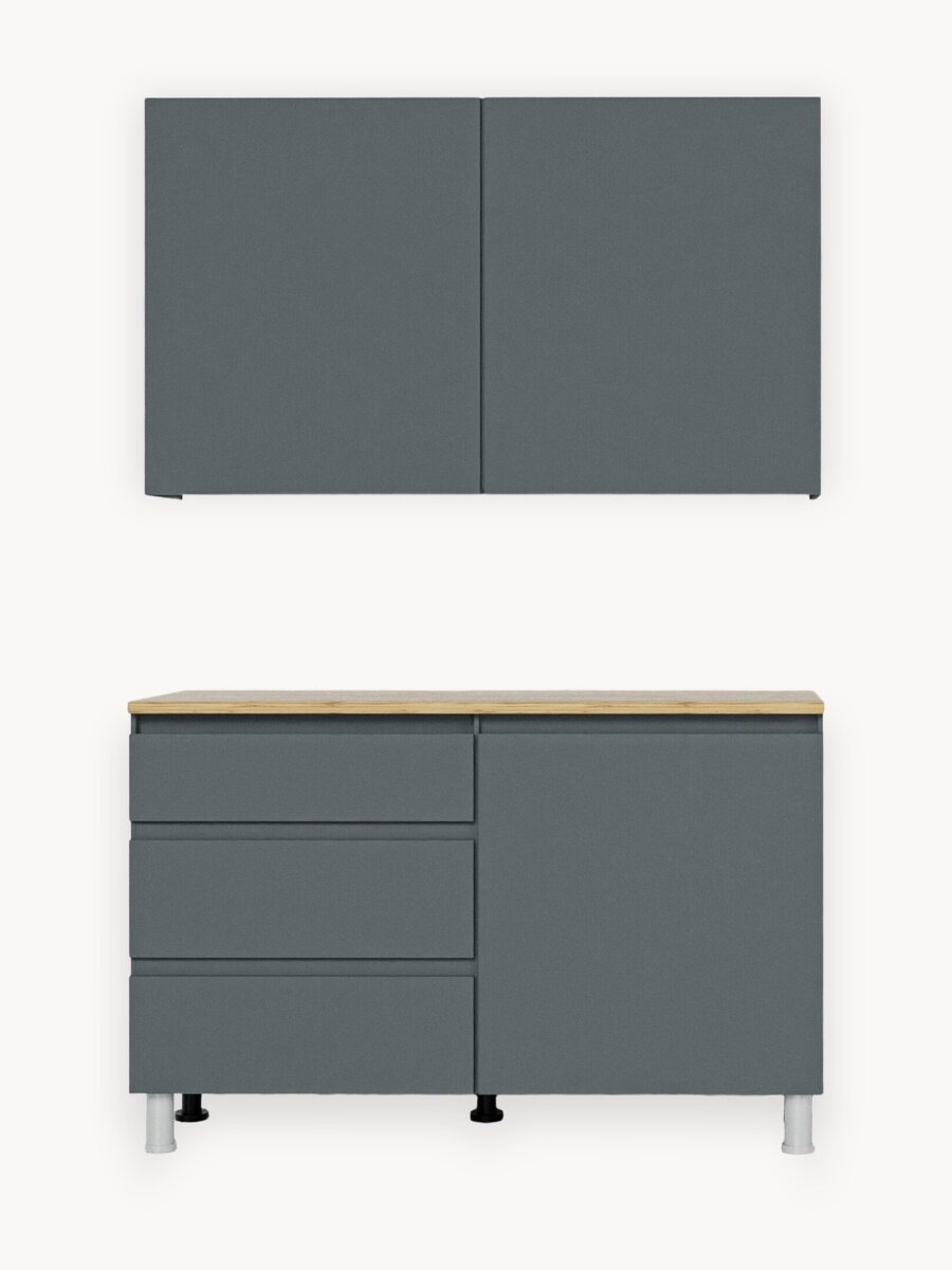 Кухонный гарнитур Одри, 120 см, Графит / Дуб Вотан, Пора Спать