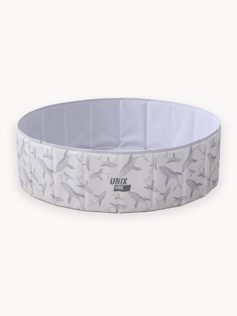 Детский сухой бассейн без шариков Океан / Ocean 100 см, складной, для дома и дачи, Киты, серый