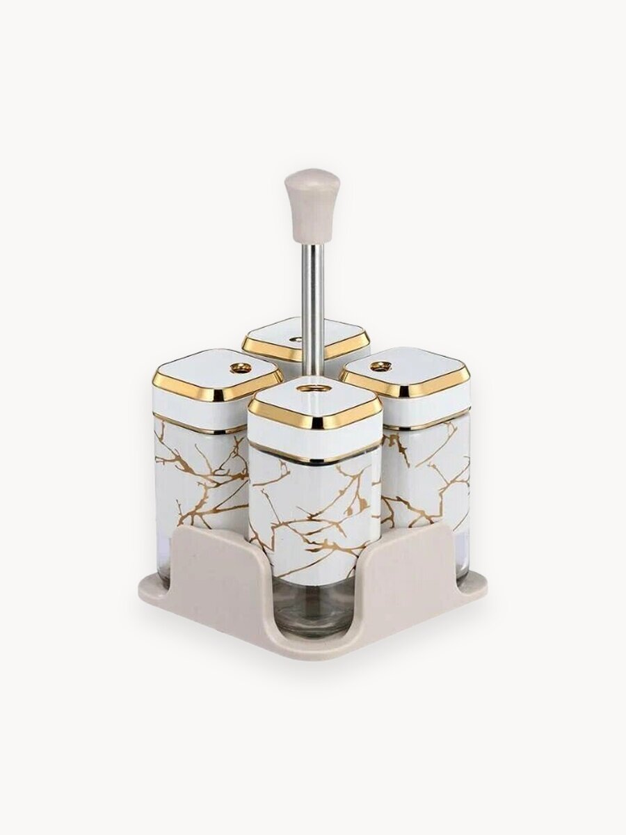 Набор для специй "4 Соли и Перца", 4 баночки по 150мл, на подставке