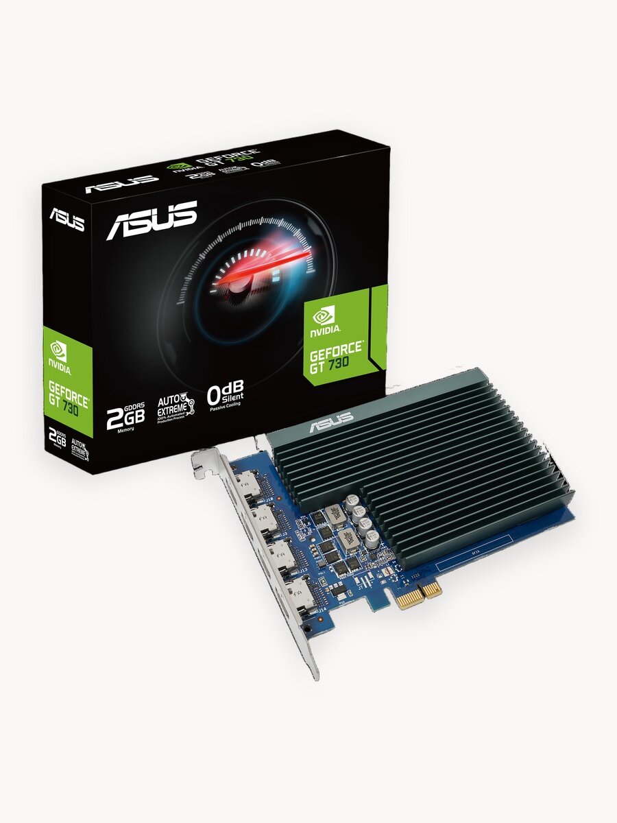 Видеокарта 2048Mb GeForce GT 730 Asus GT730-4H-SL-2GD5 90YV0H20-M0NA00 64 DDR5 902/5010 HDMIx4 HDCP