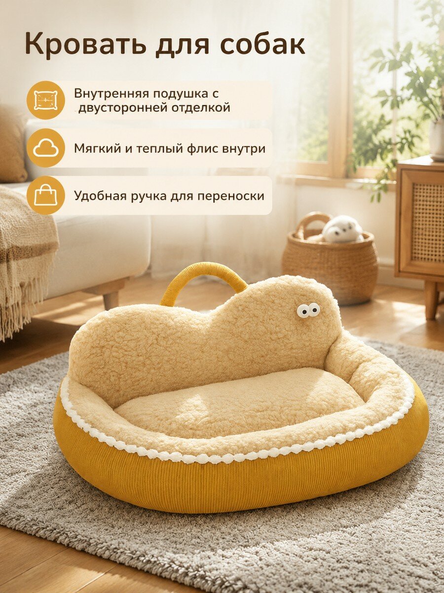 Питомник four seasons универсальный теплый и мягкий диван love nest, съемный и моющийся, куркума 60 * 43 * 22 см