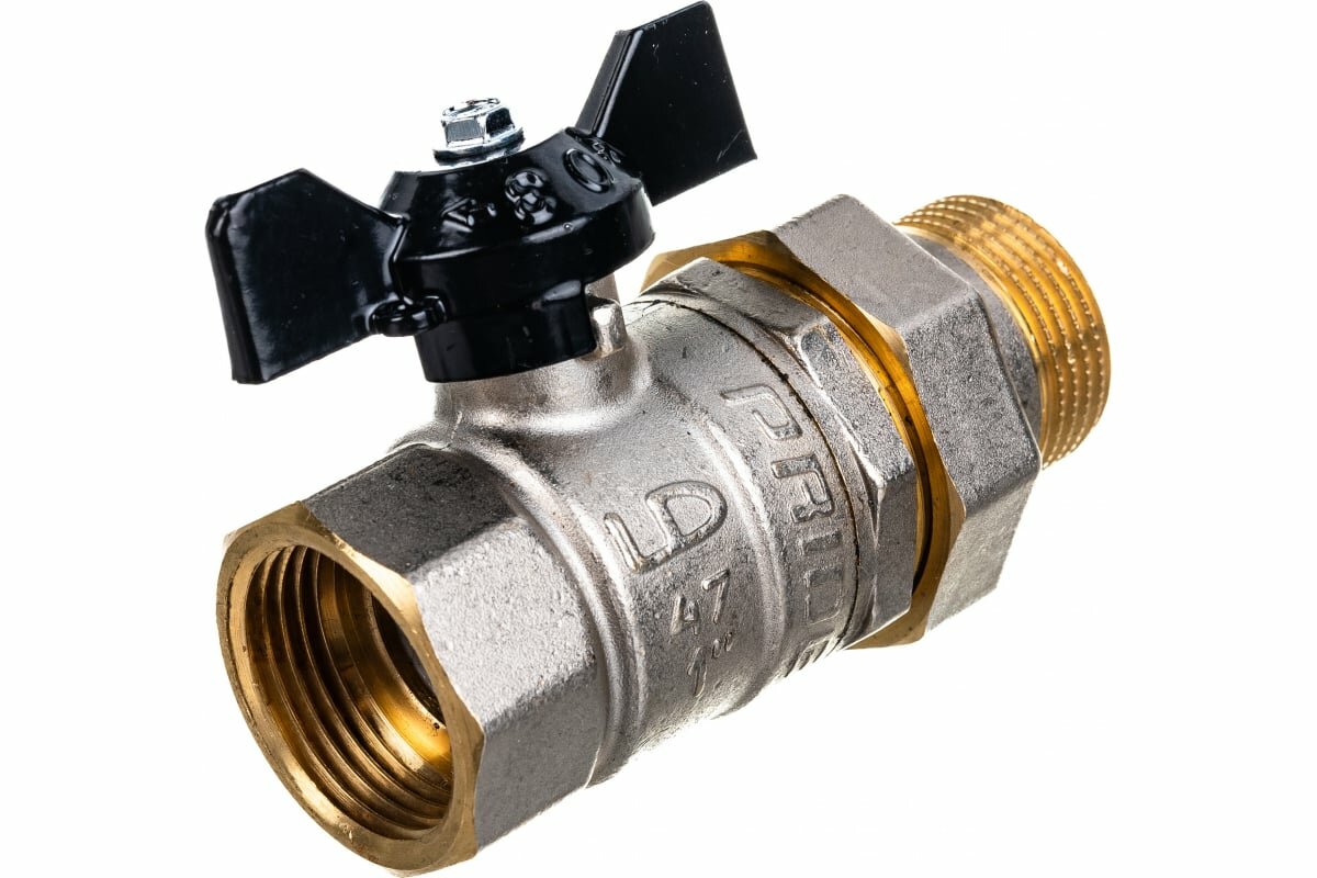 LD Pride латунный кран шаровой с ручкой-бабочкой, внутренняя резьба 1 дюйм американка 47.25