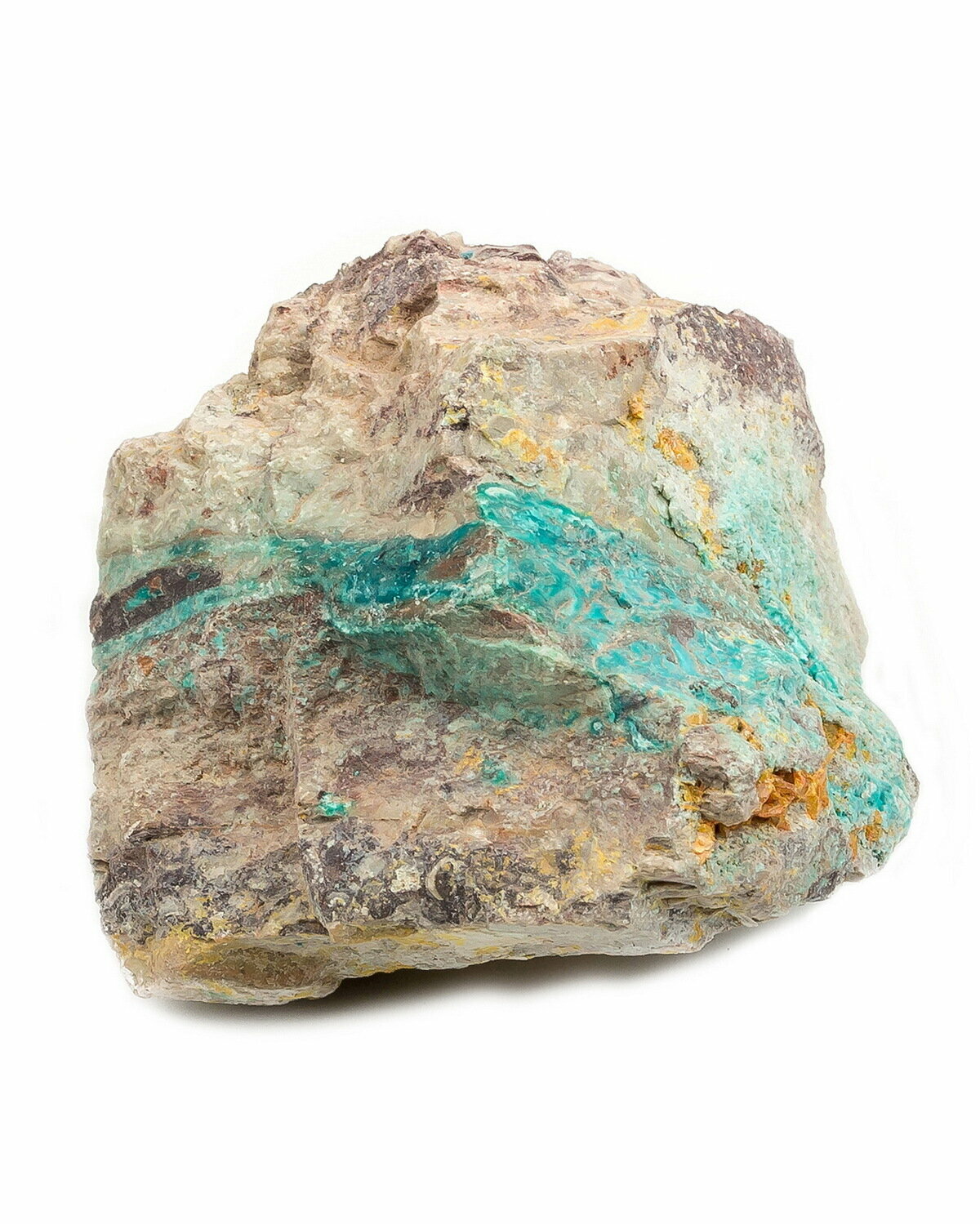 Хризоколла с кварцем, размер: 65х65х50 мм, вес: 217 грамм, месторождение: Перу, минерал в коллекцию