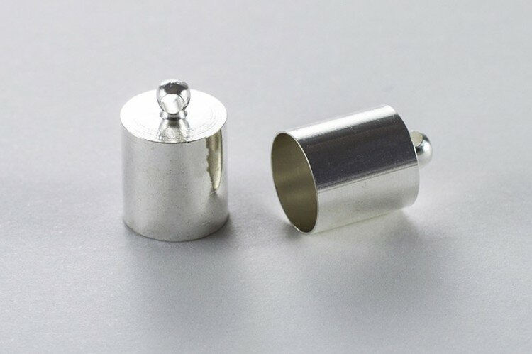 Концевик 13х9мм, внутренний диаметр 8,8мм, отверстие 1,5мм, цвет серебро, латунь, 01-093, 2шт