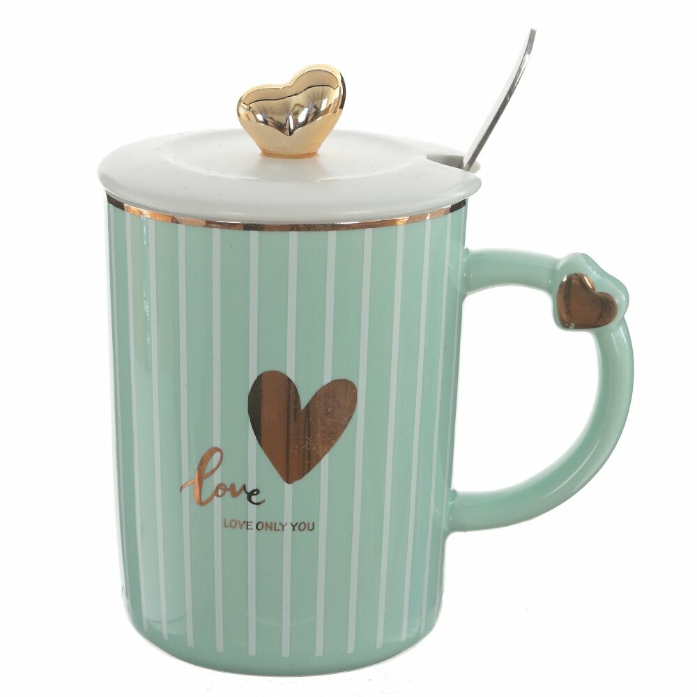 Кружка с крышкой и ложкой, 450 мл, L12,5 W9 H13,5 см 785251 И ложкой, 450 мл, L12,5 W9 H13,5 REMECO