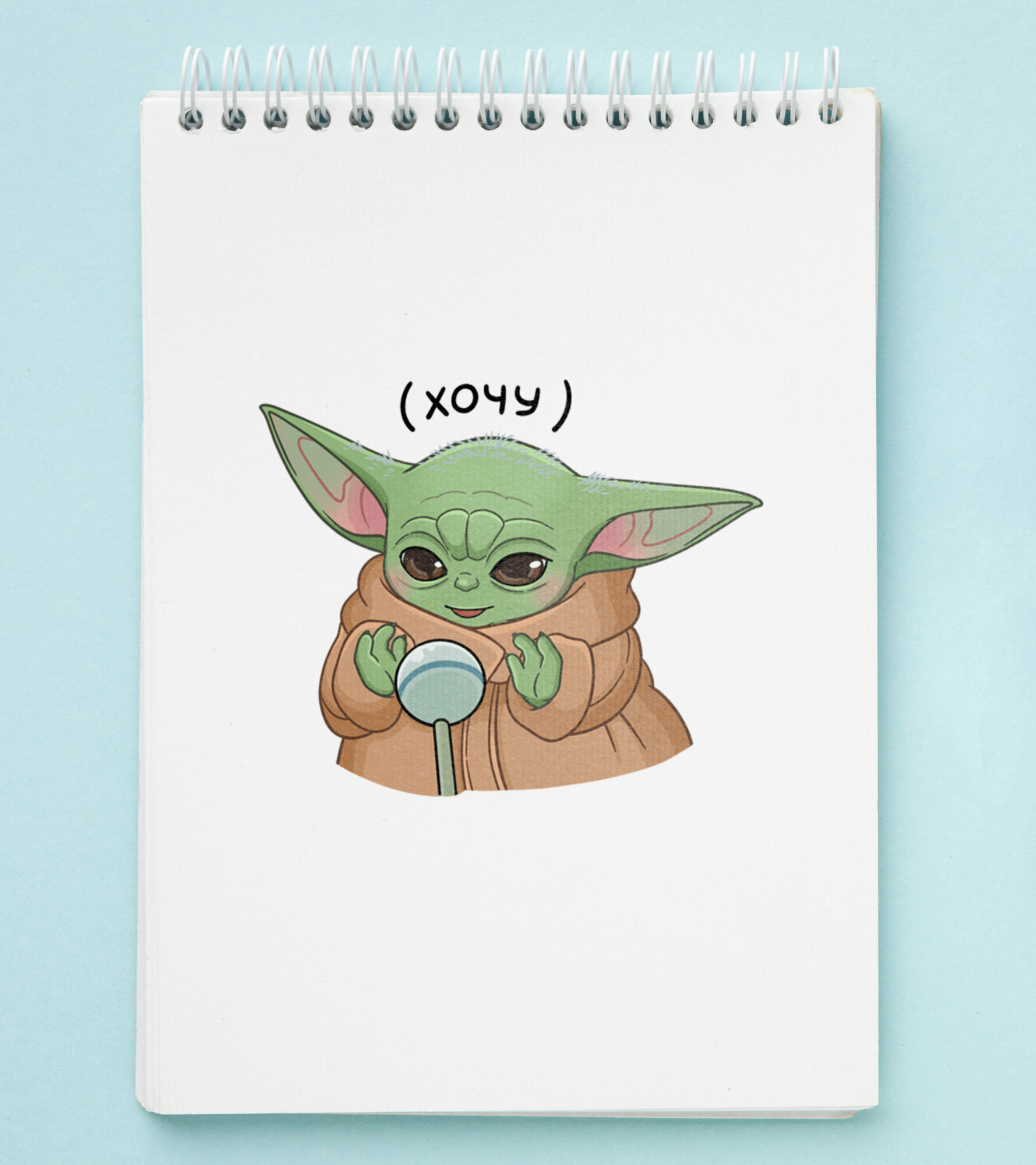Блокнот, ежедневник с чистыми листами формата А5/15х21см, серии "STARWARS", принт арт "Грогу/Бэби Йода" для записей, рисования, эскизов.