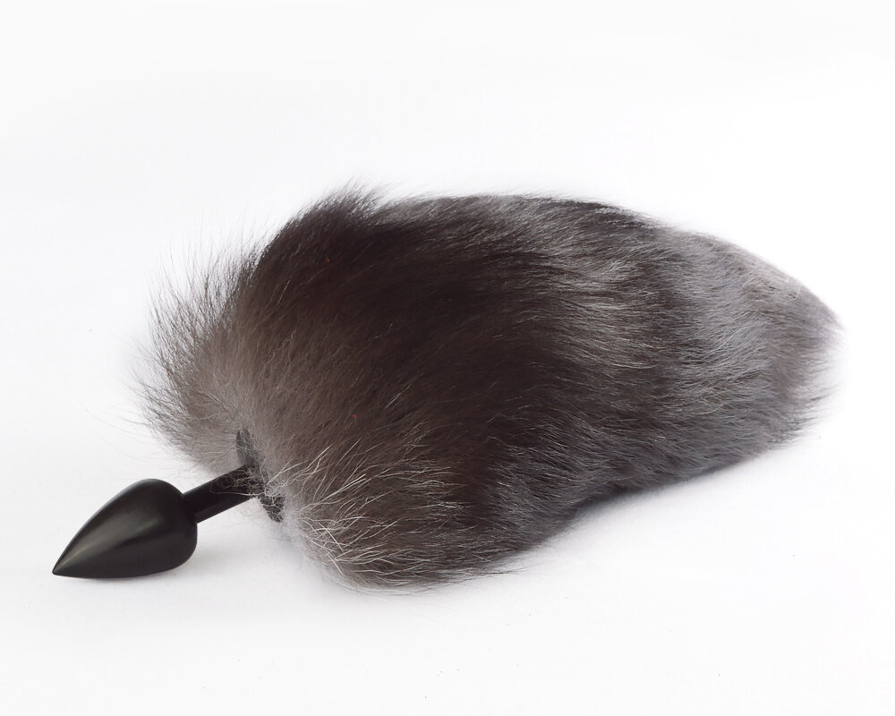 Анальная пробка с хвостом из натурального меха, 6.5см