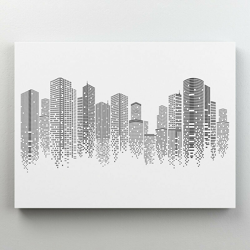 Интерьерная картина на холсте "Графика - небоскребы" размер 60x45 см