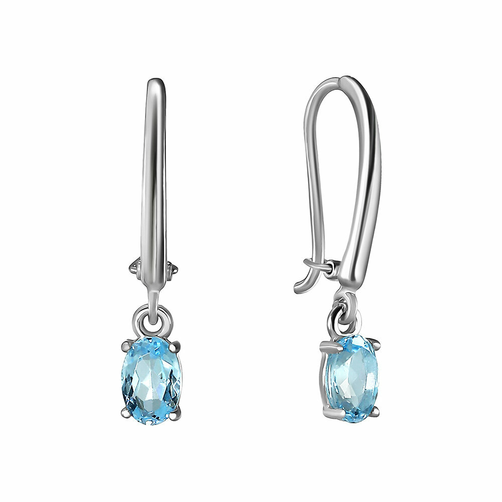 Серьги, белое золото, 585 проба, топаз