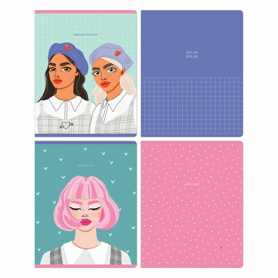 Тетрадь 48л, А5, клетка Greenwich Line "Best friend", матовая ламинация, 70г/м2, 8 штук, 350346