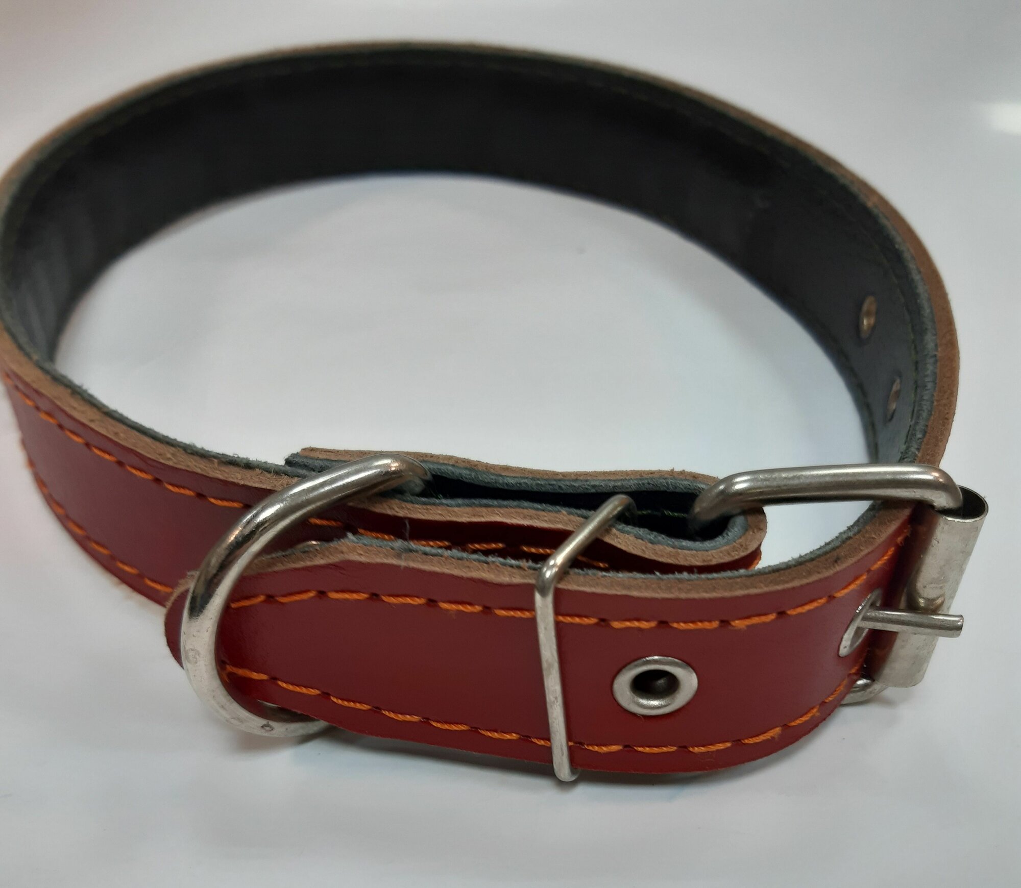 Ошейник для собаки с шипами, двухслойный, кожаный, для средних и крупных собак, красный