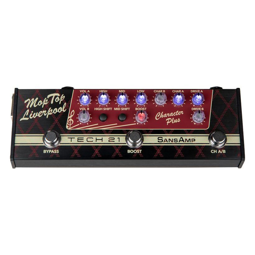 Mop Top Liverpool аналоговый преамп/процессор для гитары и баса, SansAmp Character Series, звучание Rangemaster Booster и Vox; 2 канала, независимая секция бустера; 1/4” вх/вых, выход XLR, Tech 21