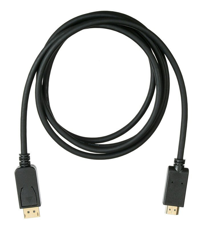 Кабель аудио-видео Buro v. 1.2 DisplayPort (m)/HDMI (m) 2м. позолоч. конт. черный (BHP DPP_HDMI-2) — фото 1