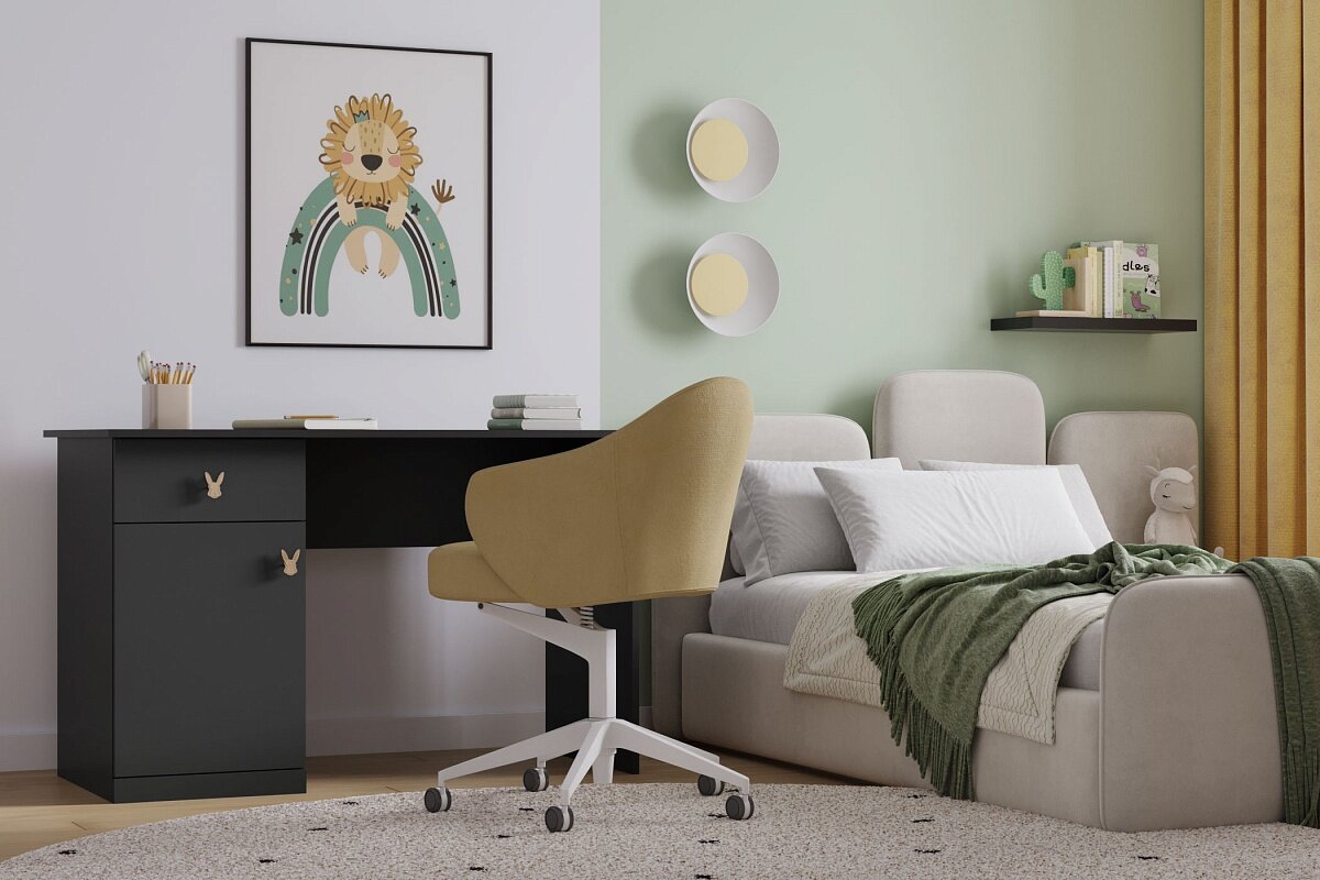 Письменный стол МебельЛэнд24 Банни - 5 МДФ Черный Агат 120x60x75