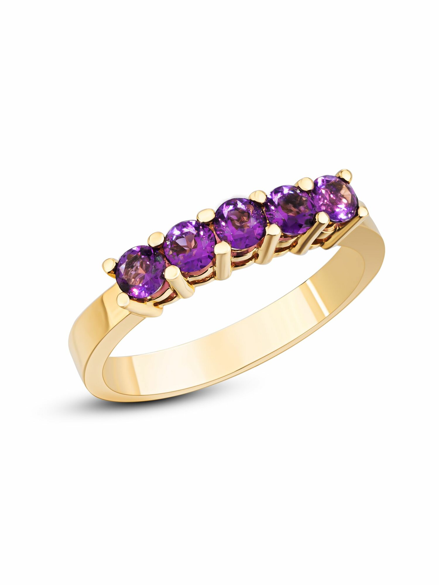 Кольцо помолвочное, желтое золото, 585 проба, аметист