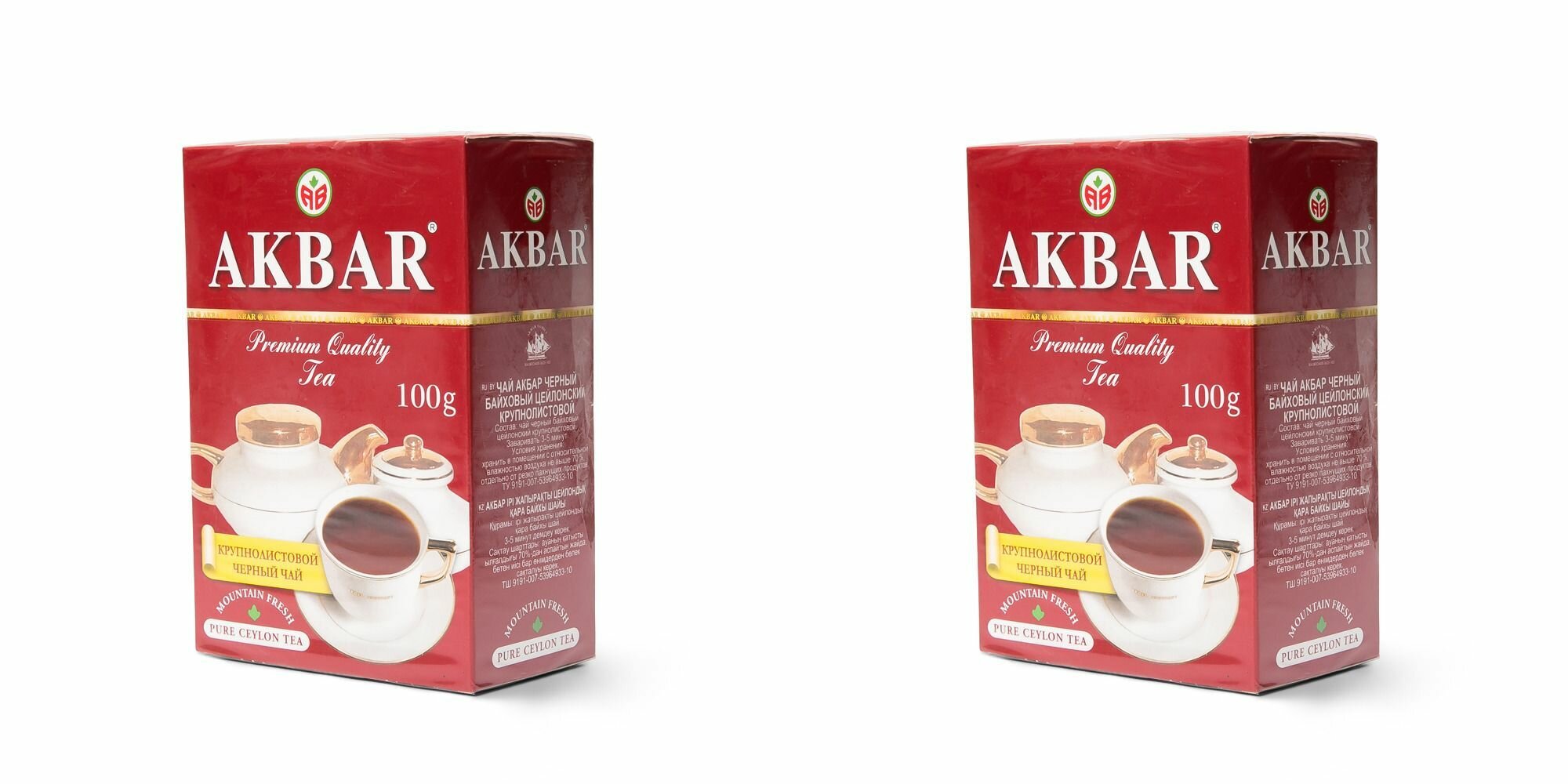 Akbar Чай Red, White, крупнолистовой 100 г, 2 шт