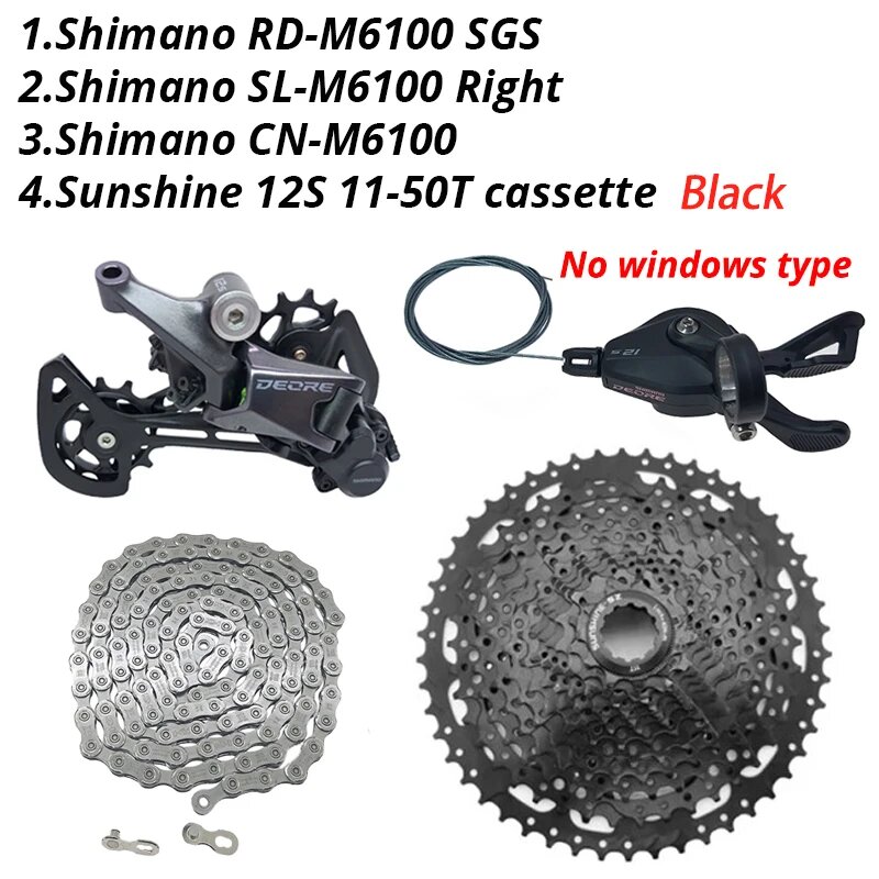 Shimano Deore M6100 1x12, 50T, Black, No windows