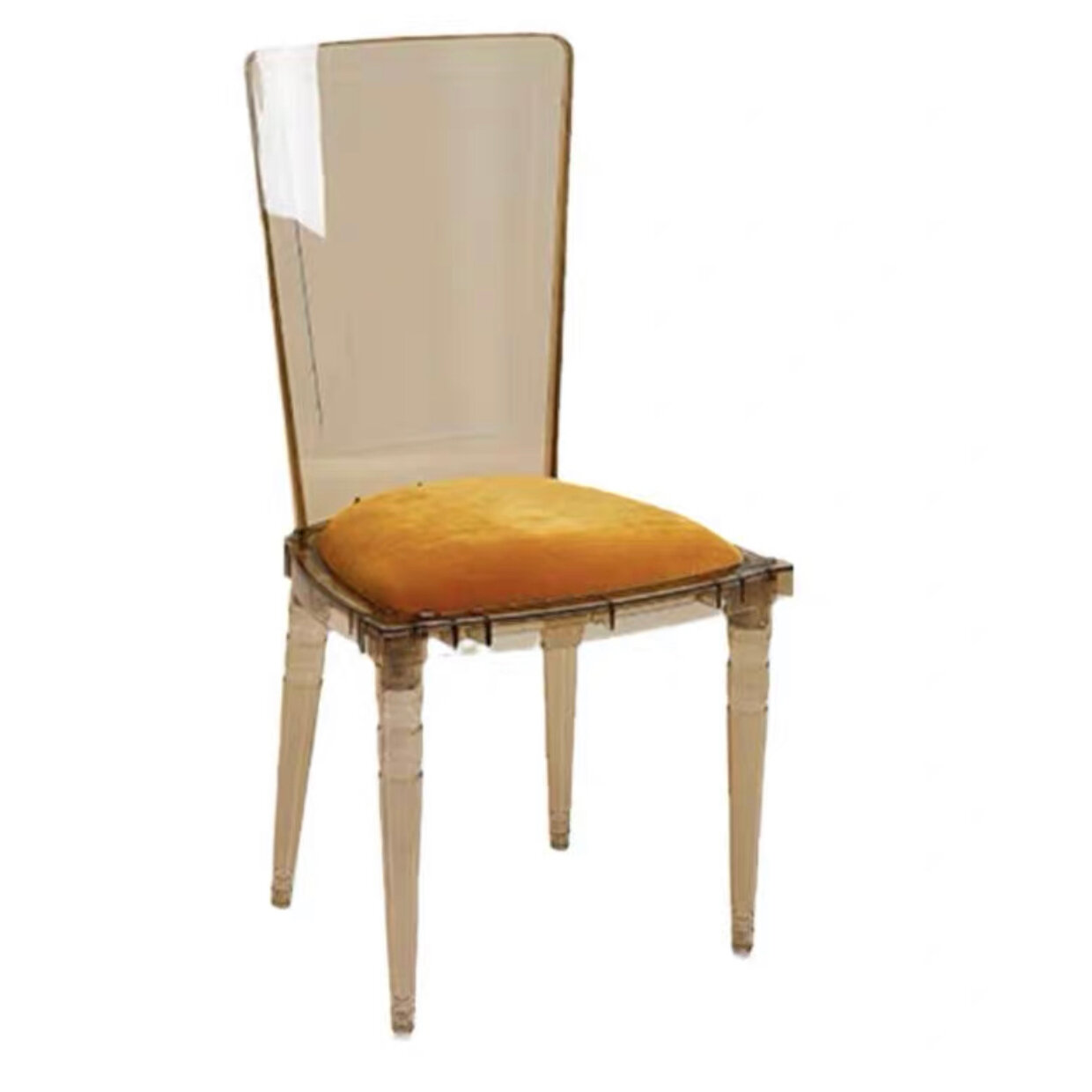 Обеденный стул Chiari (Прозрачное янтарное основание / желтый текстиль)