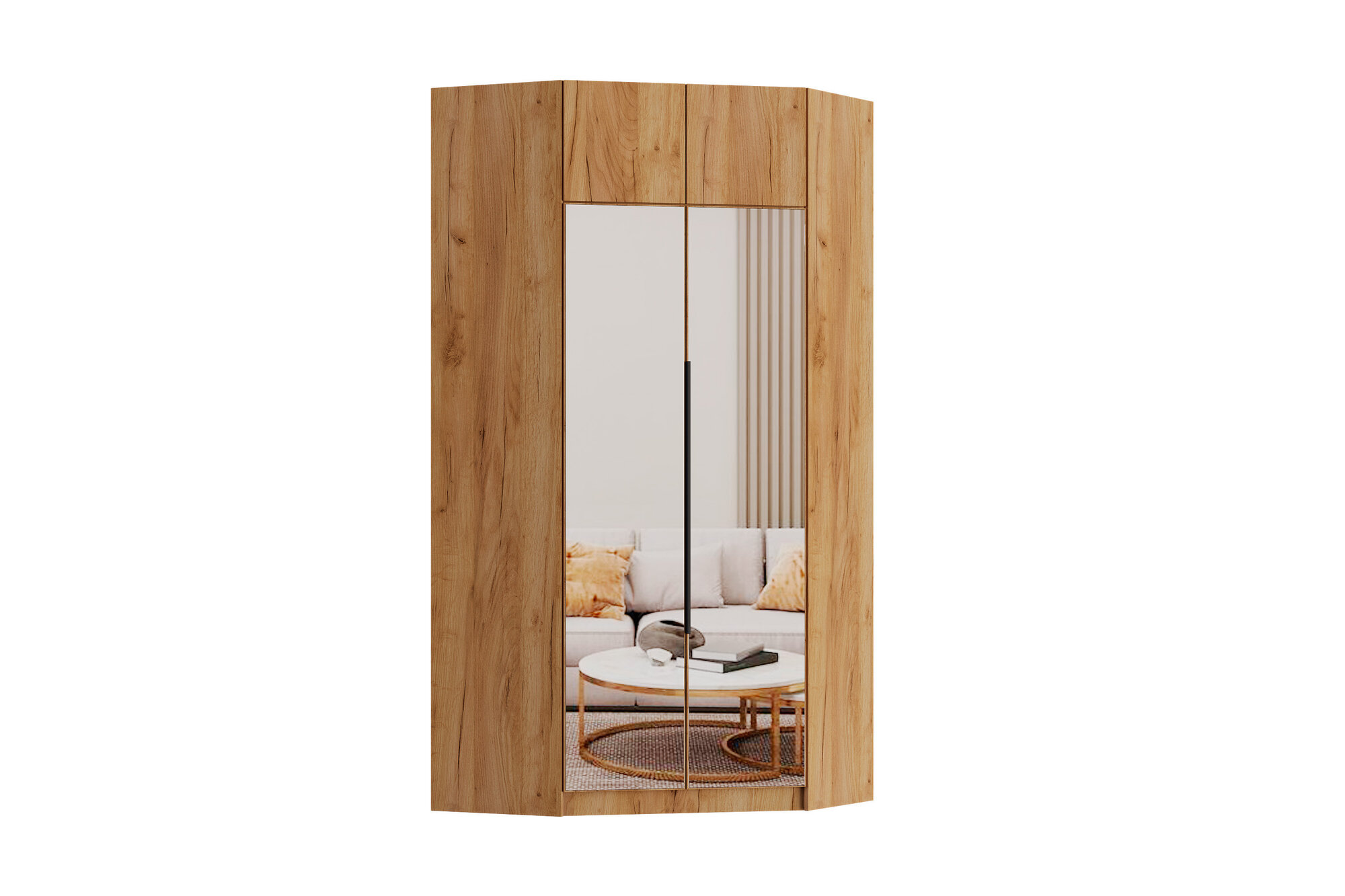 Шкаф-трапеция Гюнтер 2 1000/1000-520/520-2400 наполнение белье/платье цвет дуб крафт золотой